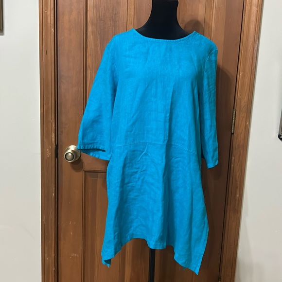 bryn Walker | Tops | Bryn Walker Bre Blue Linen Lagenlook Longline 34 ...